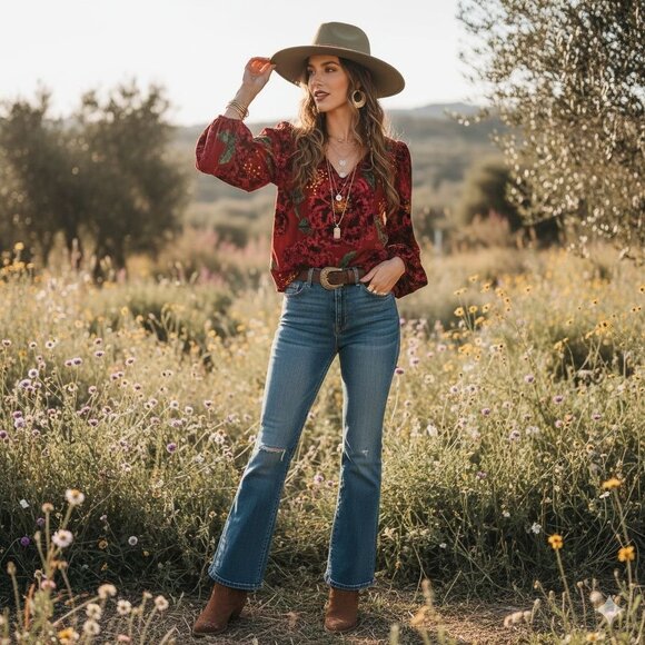 Maison d'Amelie | Tops | Maison Damelie Floral Balloon Sleeve Top Small ...